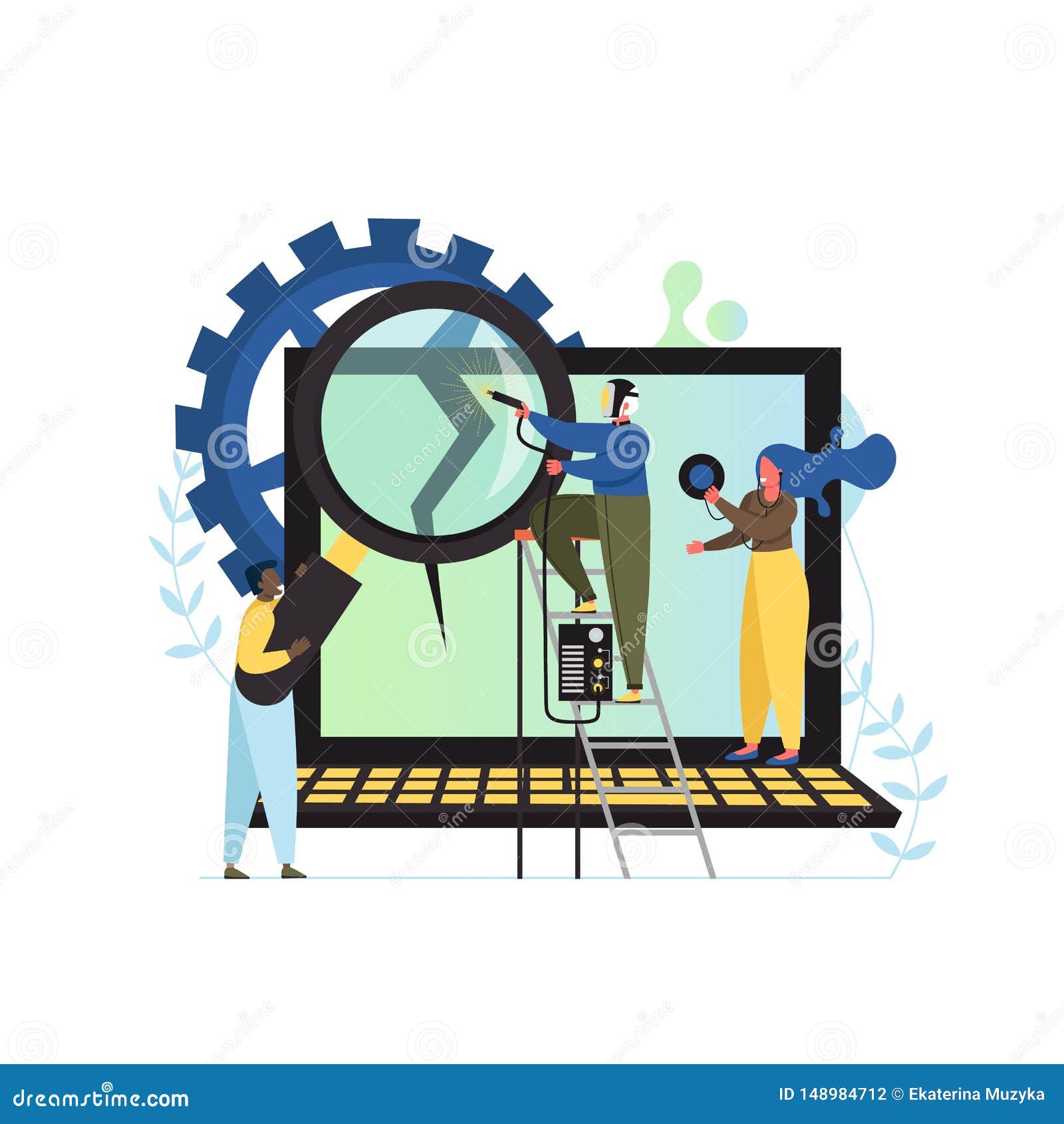 Computer Repair Service, Vector Flat Style Design Illustration Stock ...