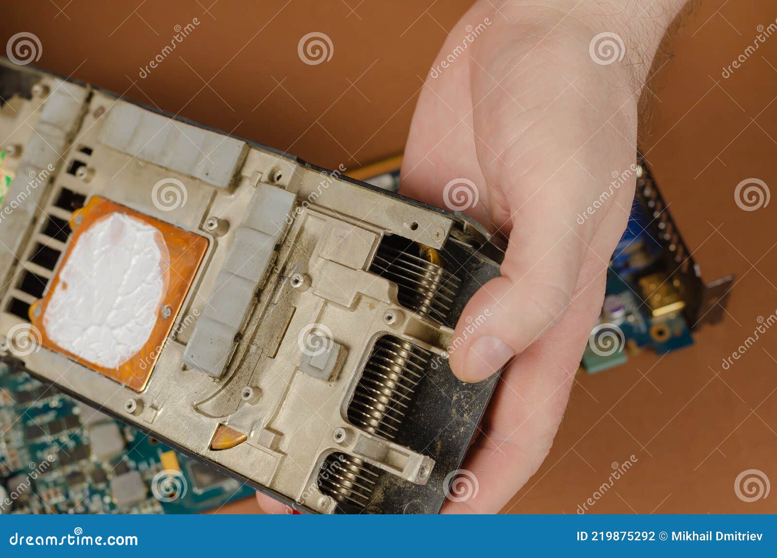 Computer Repair Services and Components Concept. a Man is Holding a ...