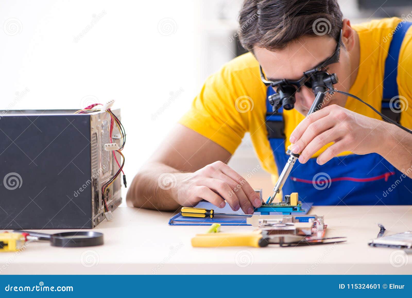 The Computer Repair Technician Repairing Hardware Stock Image - Image ...
