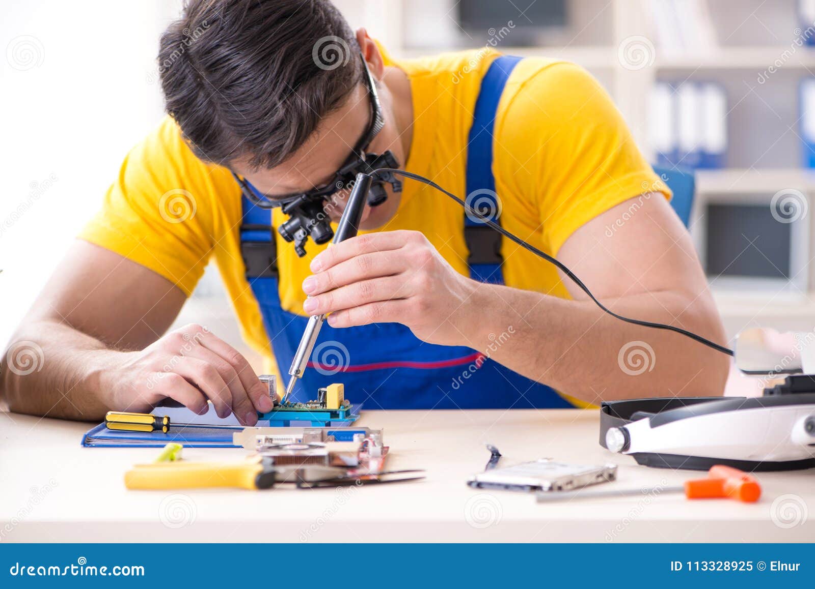 The Computer Repair Technician Repairing Hardware Stock Image - Image ...