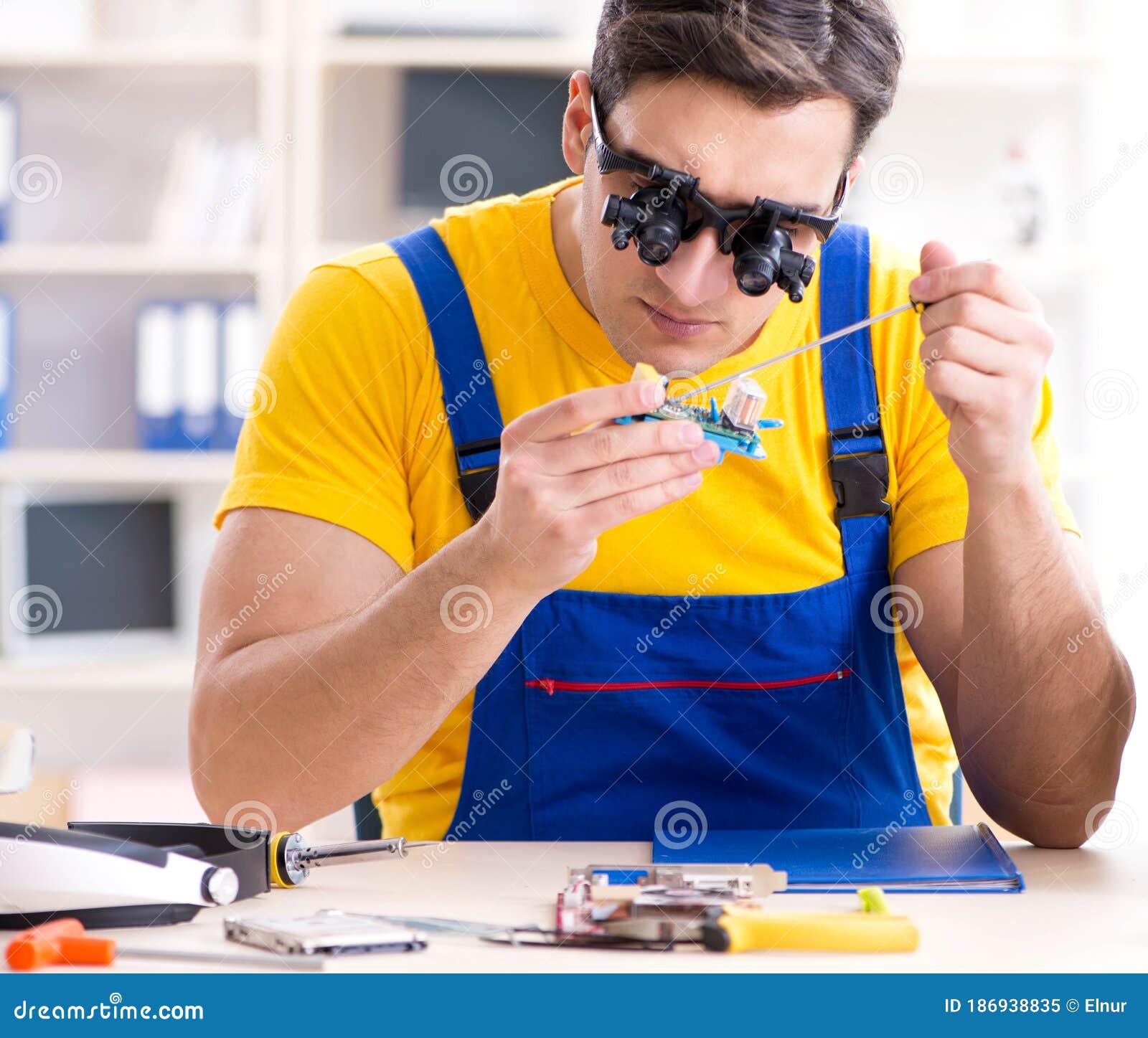 Computer Repair Technician Repairing Hardware Stock Image - Image of ...