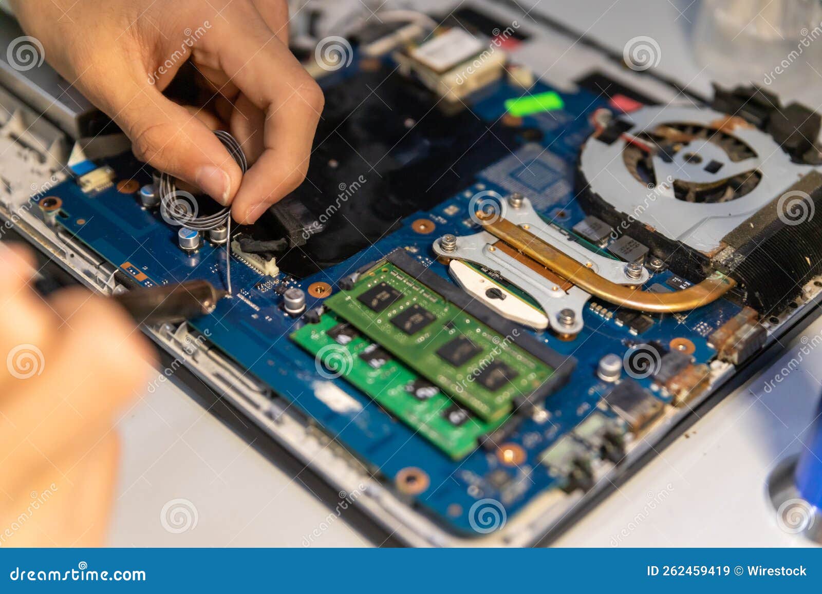 Computer Repair Technician Repairing a Laptop Stock Image - Image of ...