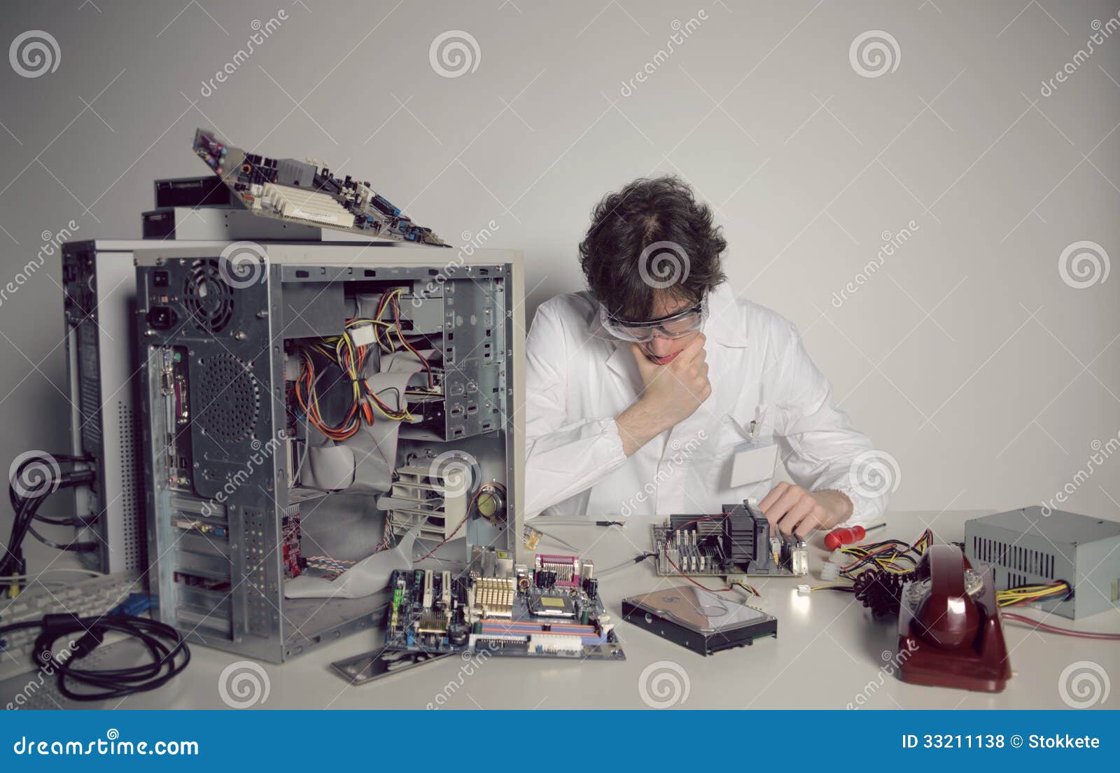 Computer Repair stock photo. Image of young, damaged - 33211138