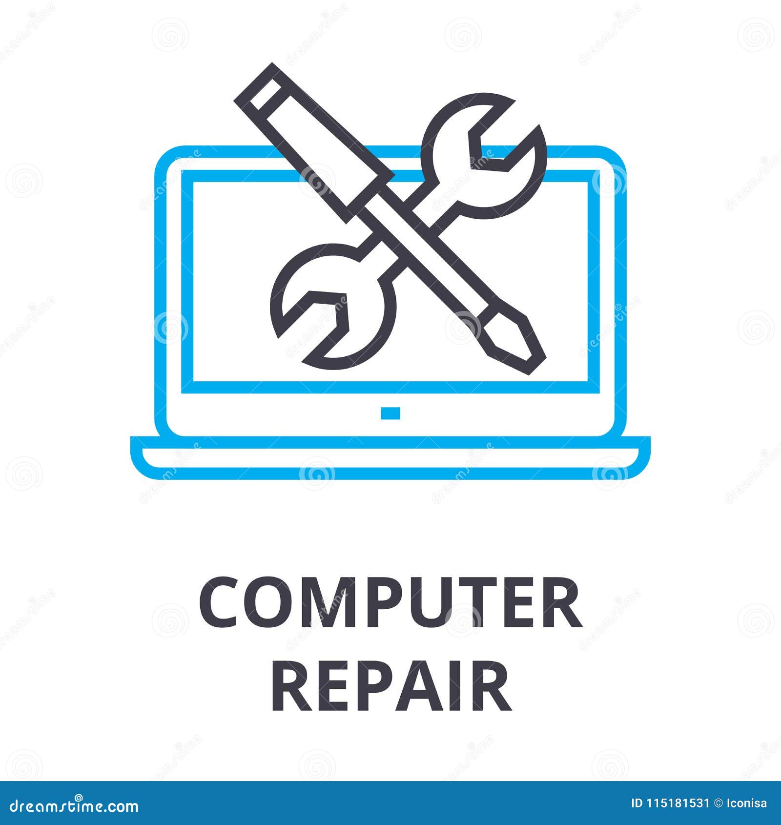 Computer Repair Thin Line Icon, Sign, Symbol, Illustation, Linear ...