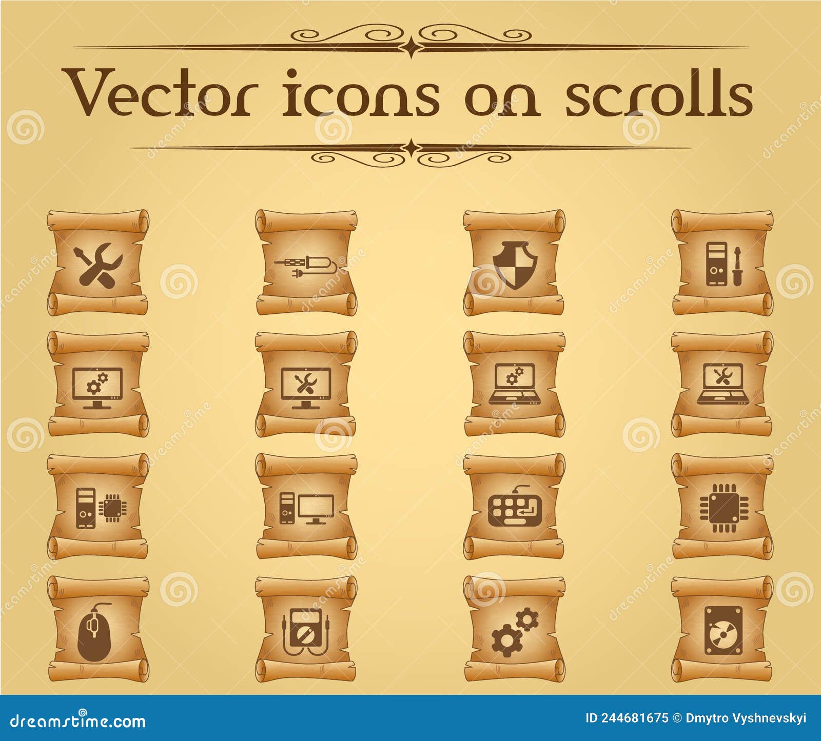 Computer repair icon set stock vector. Illustration of board - 244681675