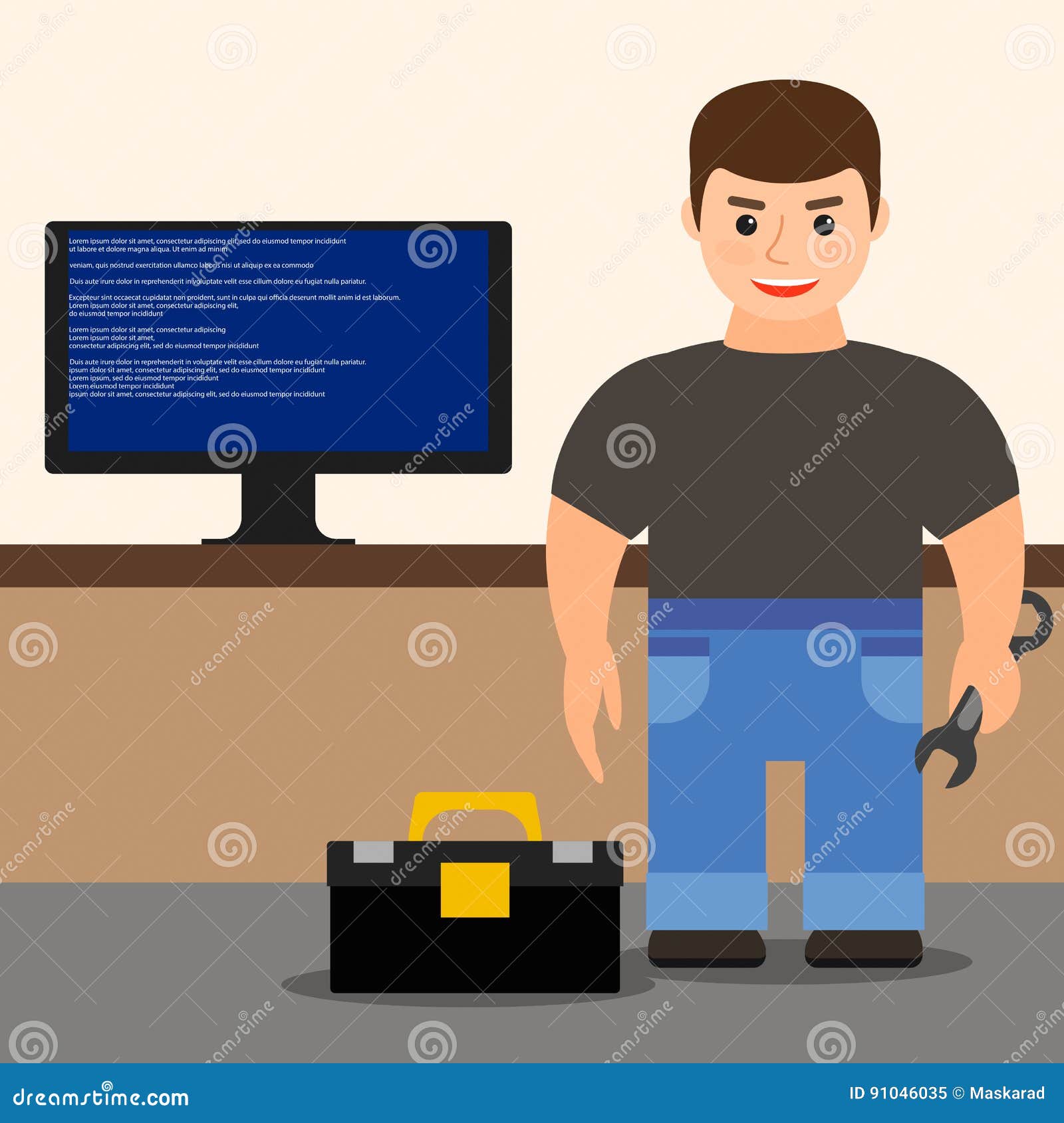 Computer Repair. Vector Illustration. Stock Vector - Illustration of ...