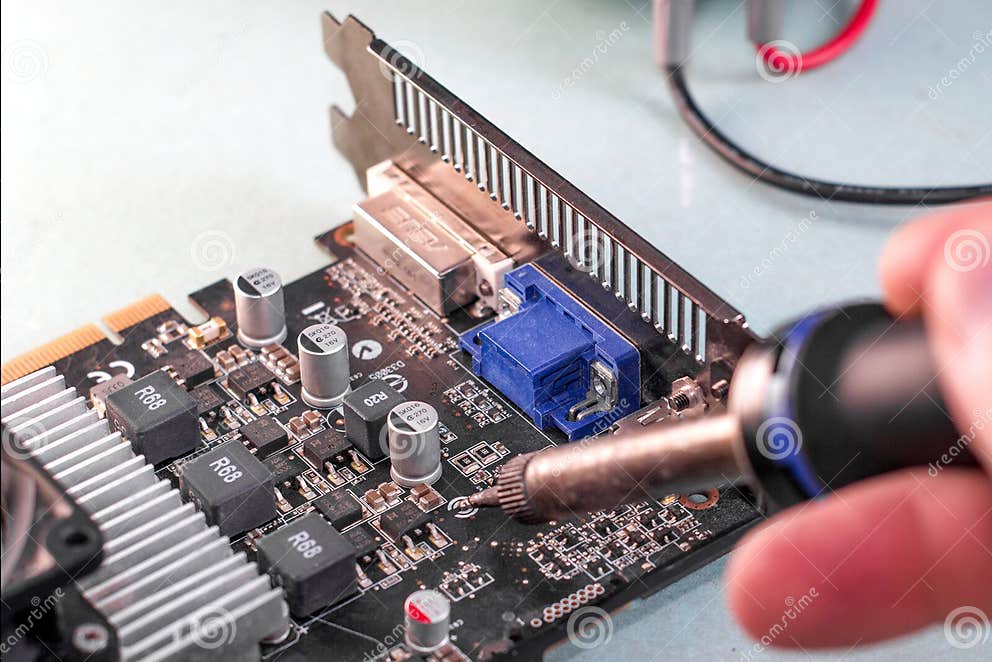 Computer Repair, Video Card Stock Image - Image of memory, mainboard ...