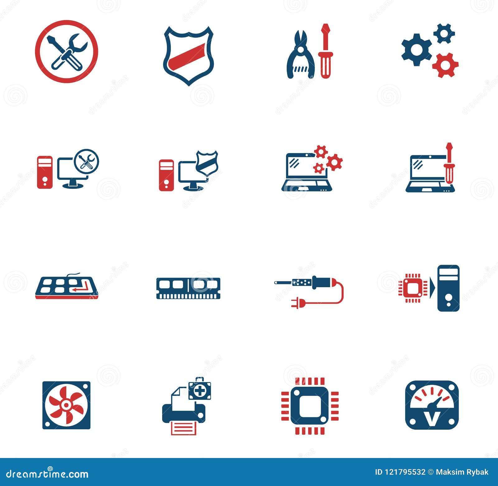 Computer repair icon set stock vector. Illustration of computing ...