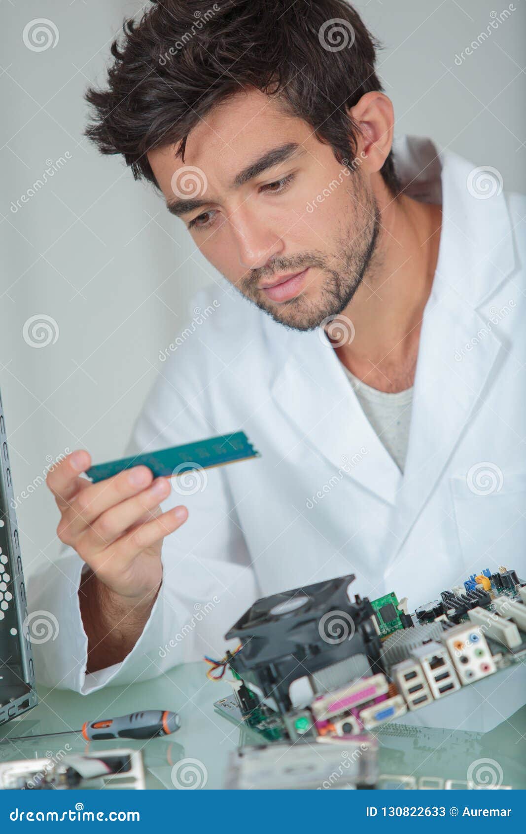 Computer Repairman Specialist Repairing Computer Desktop Royalty-Free ...