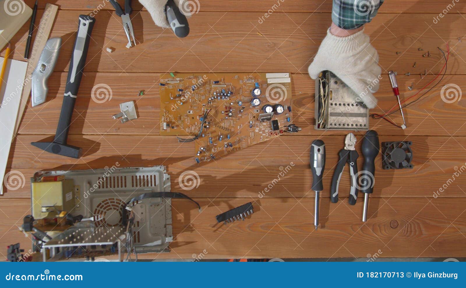 Computer Repairman Puts Tools on the Table Stock Image - Image of ...