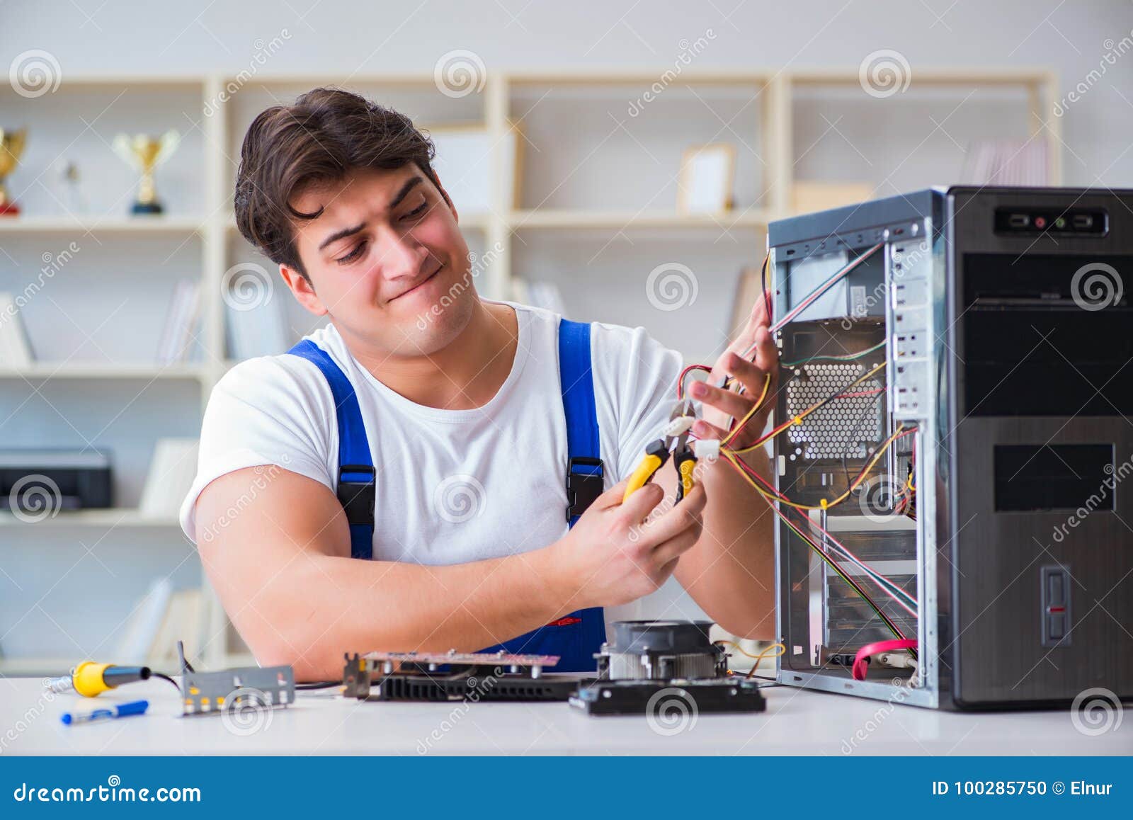 The Computer Repairman Repairing Desktop Computer Stock Photo - Image ...