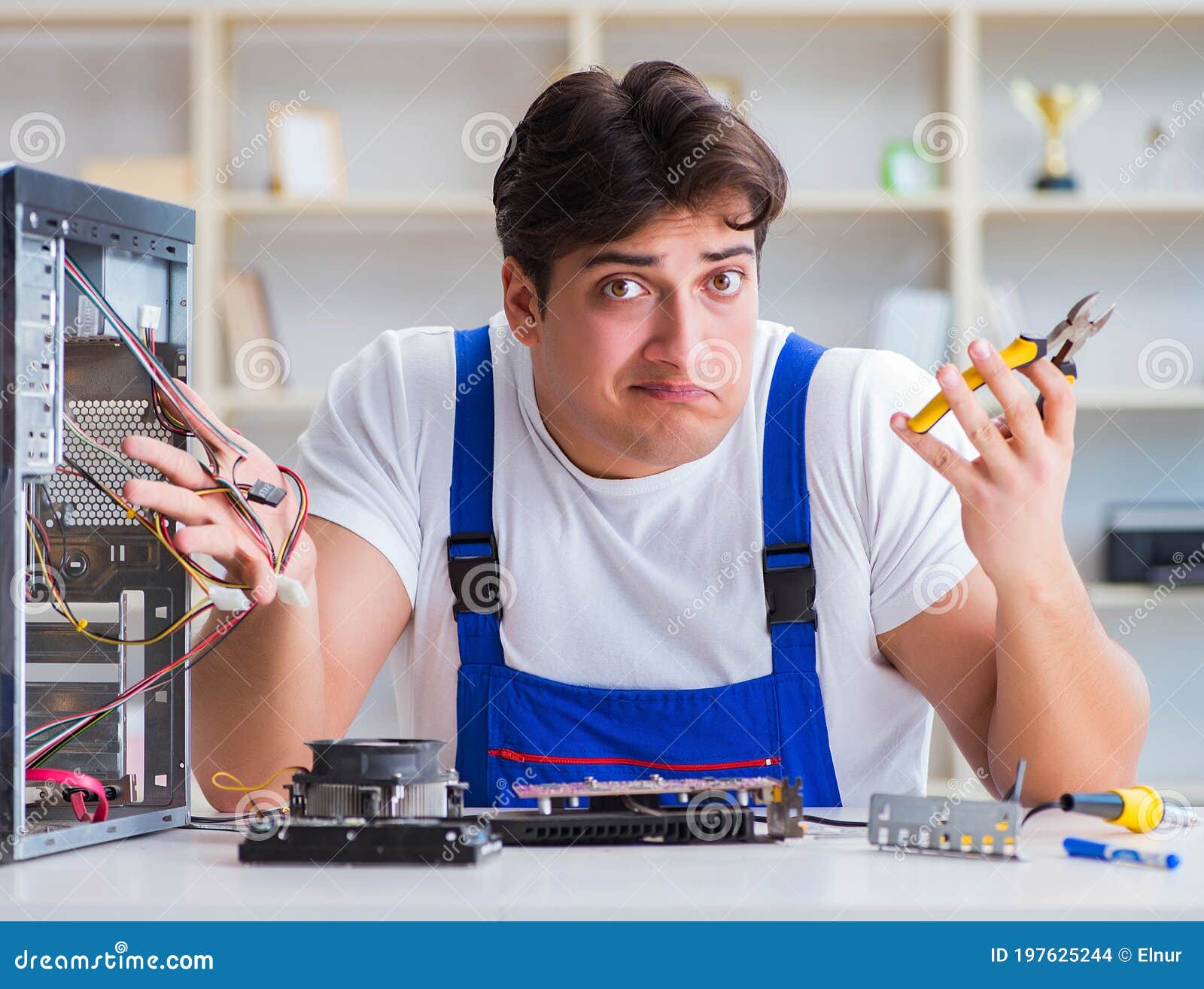 Computer Repairman Repairing Desktop Computer Stock Photo - Image of ...