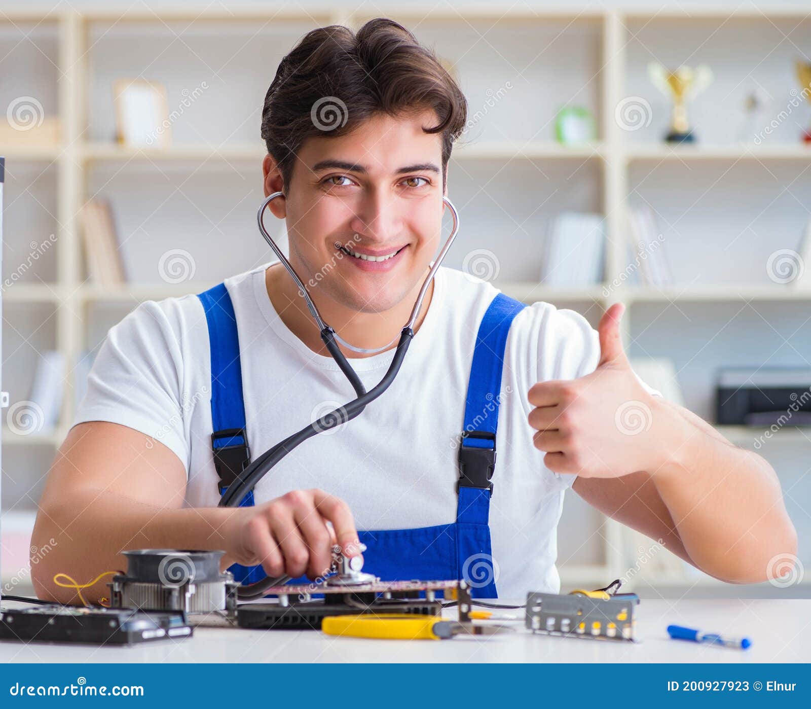 Computer Repairman Repairing Desktop Computer Stock Image - Image of ...
