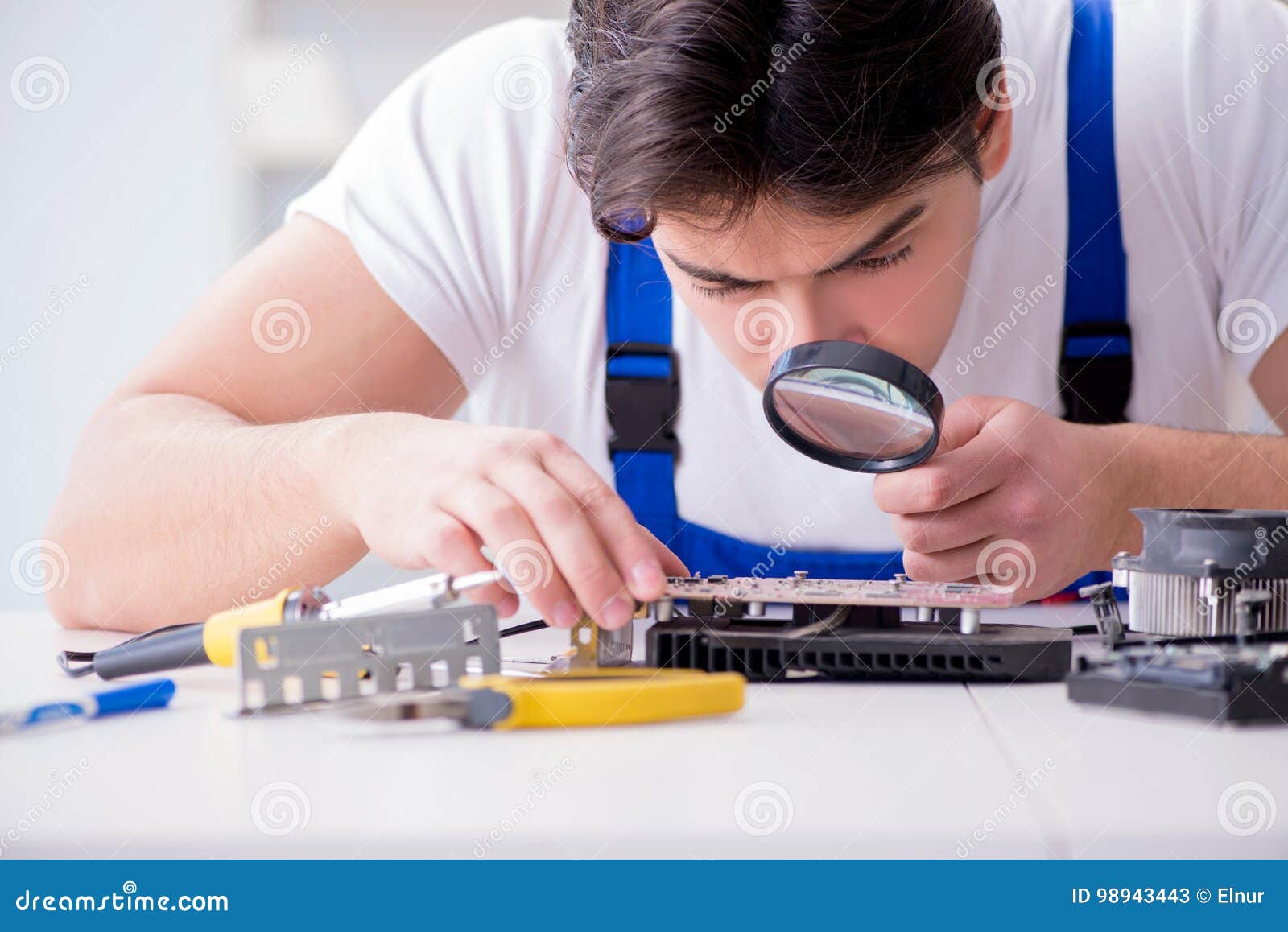 The Computer Repairman Repairing Desktop Computer Stock Image - Image ...