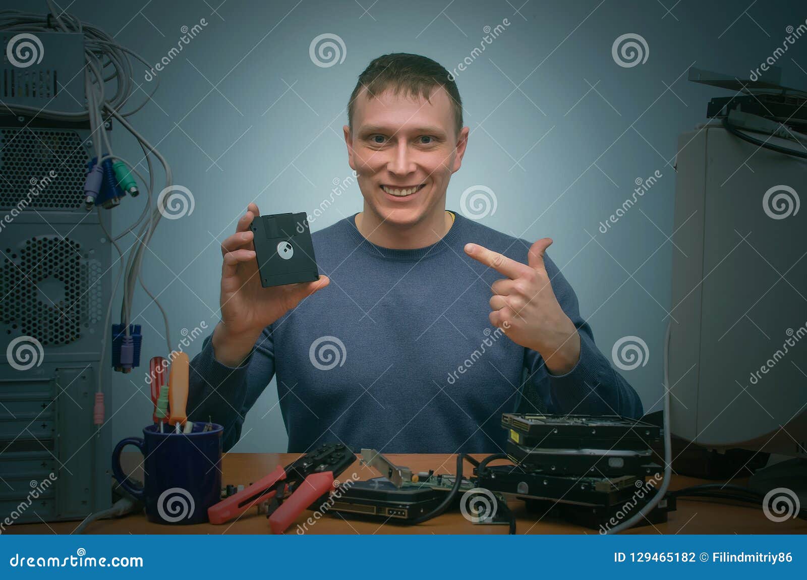 Computer repairman. stock photo. Image of repairman - 129465182