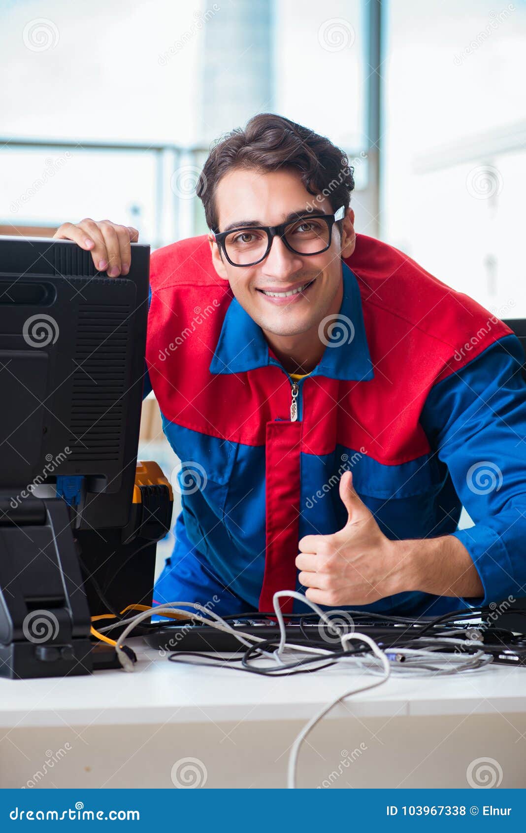 The Computer Repairman Working on Repairing Computer in it Workshop ...