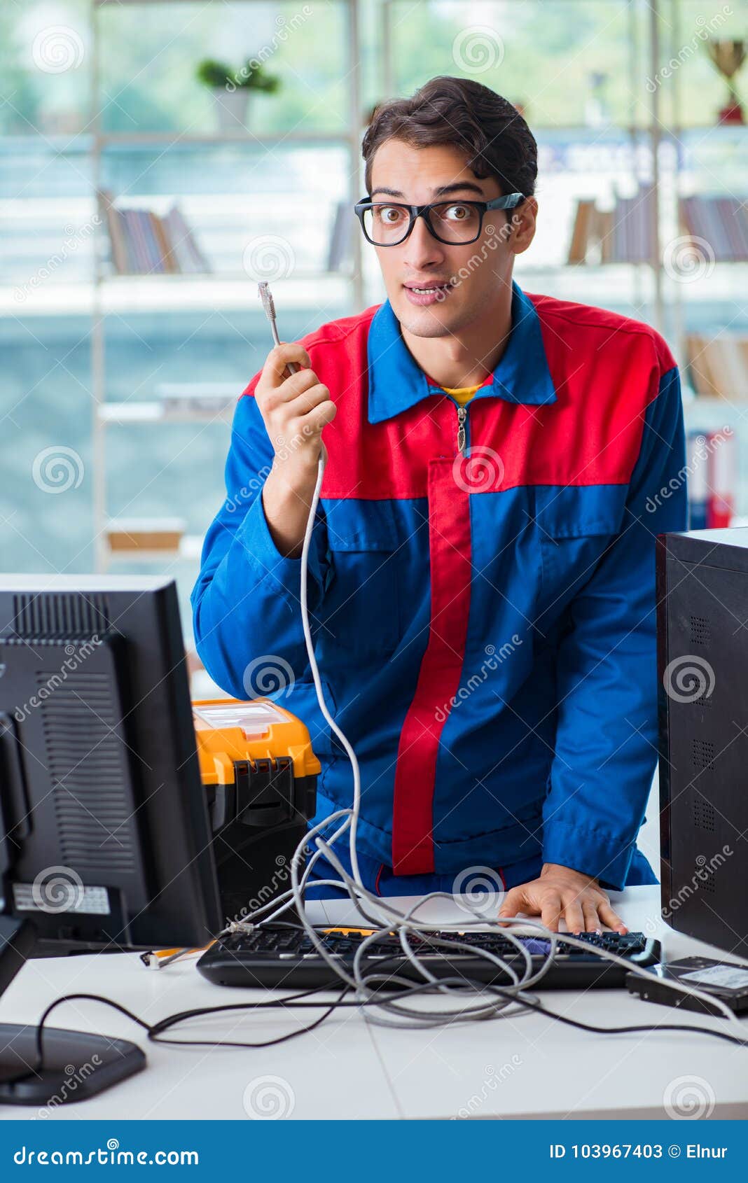 The Computer Repairman Working on Repairing Computer in it Workshop ...
