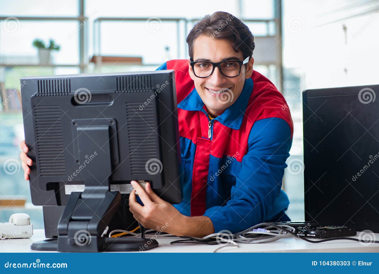 The Computer Repairman Working on Repairing Computer in it Workshop ...