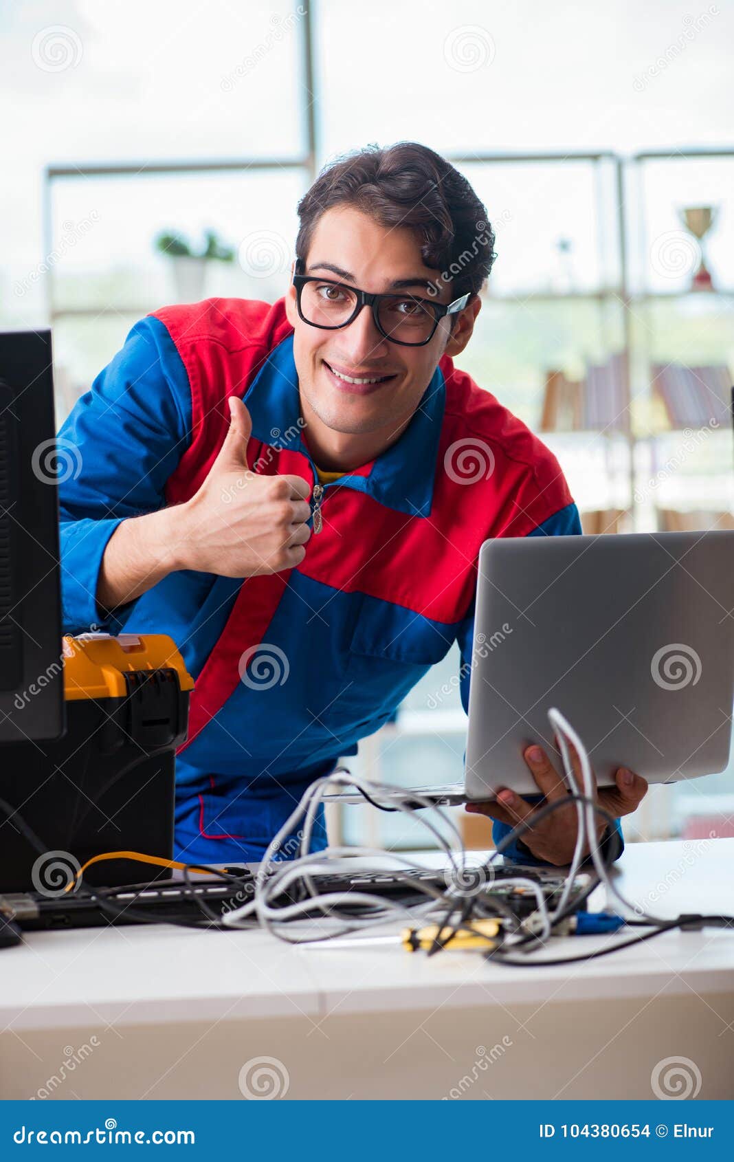 The Computer Repairman Working on Repairing Computer in it Workshop ...