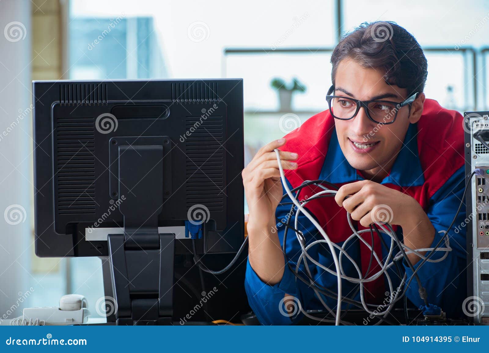 The Computer Repairman Working on Repairing Computer in it Workshop ...