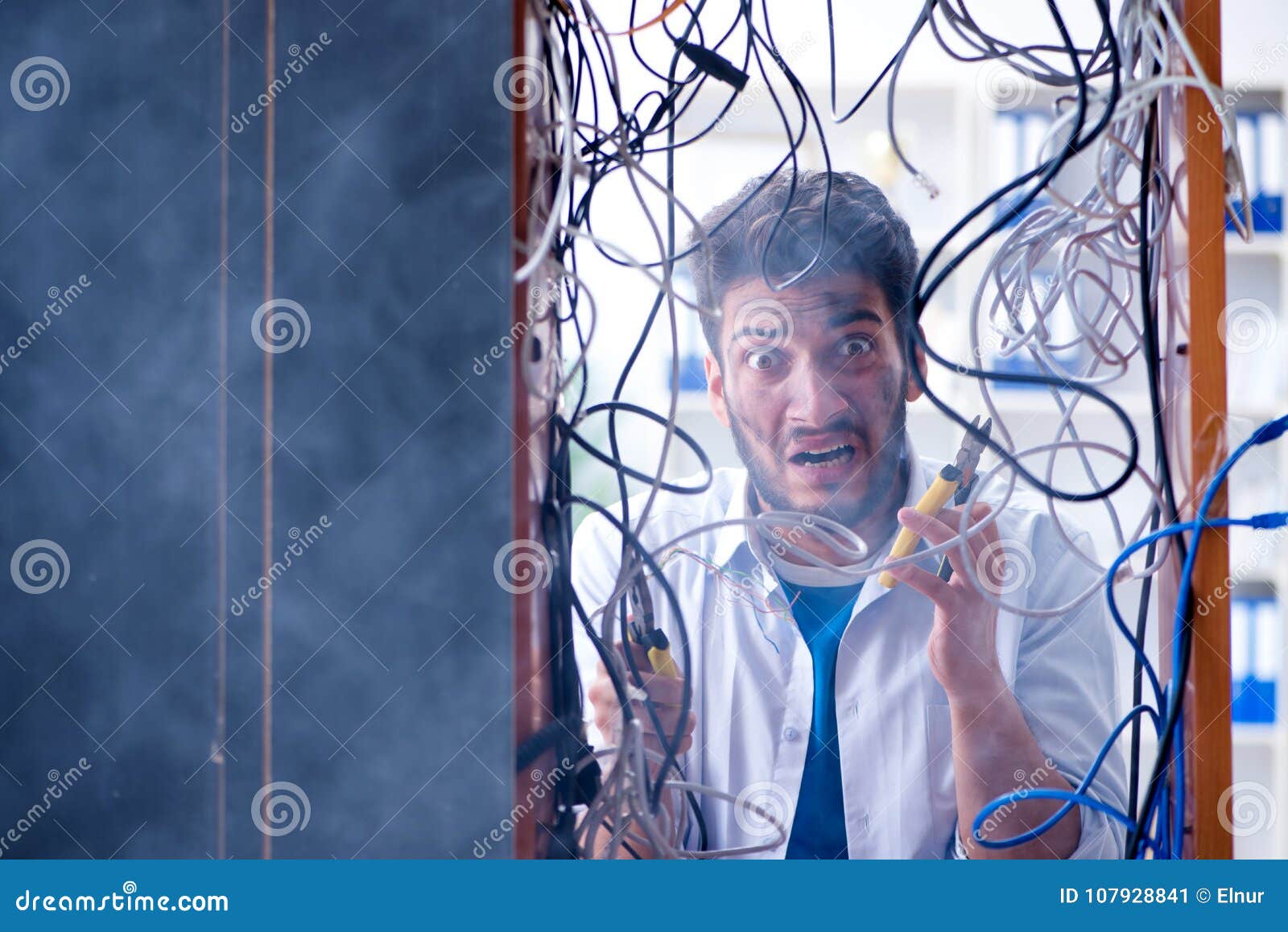 The Computer Repairman Working on Repairing Network in it Workshop ...