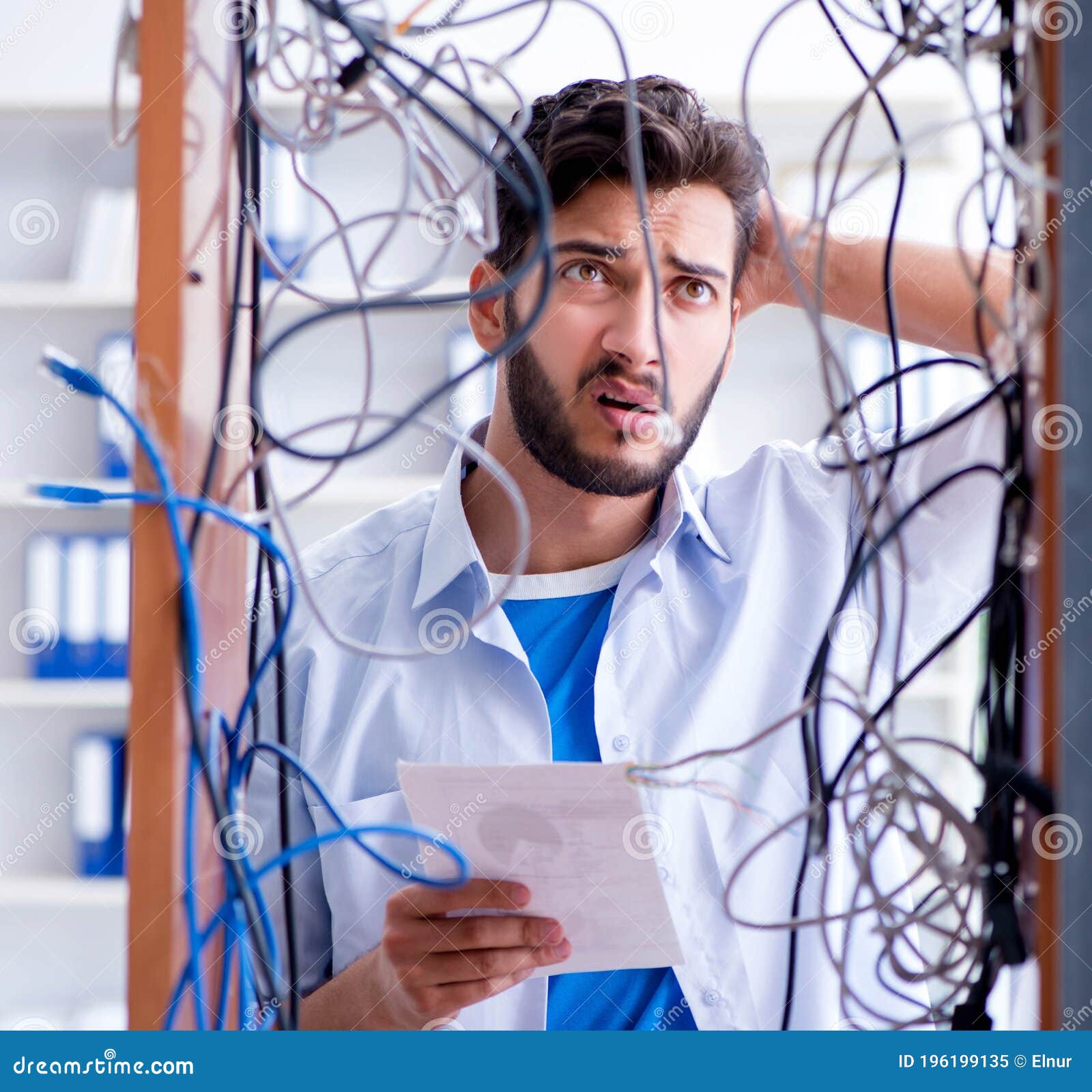 Computer Repairman Working on Repairing Network in it Workshop Stock ...