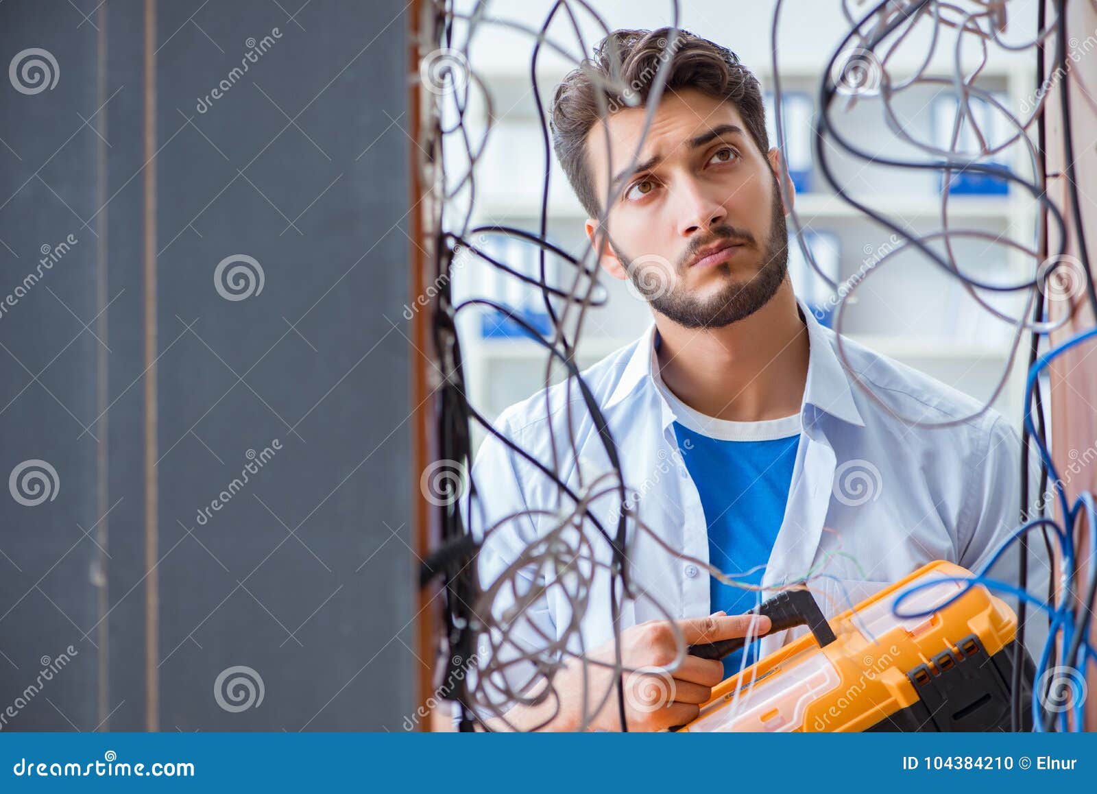 The Computer Repairman Working on Repairing Network in it Workshop ...