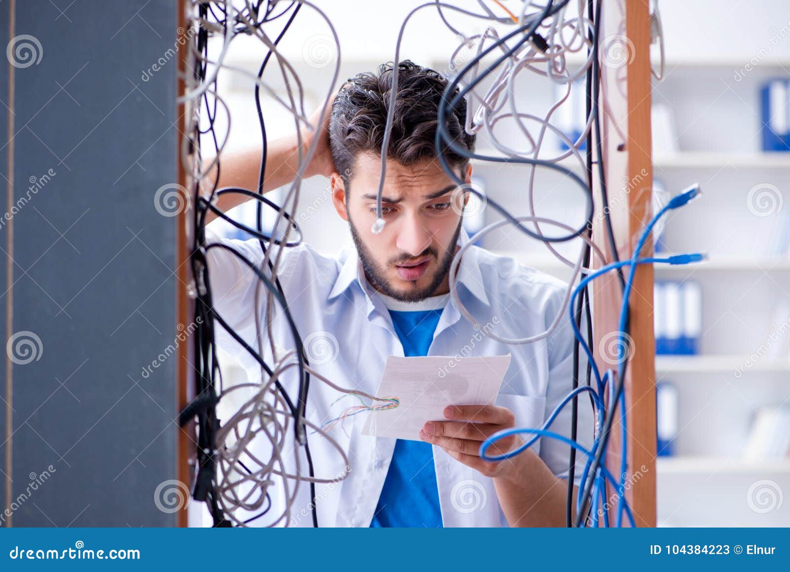 The Computer Repairman Working on Repairing Network in it Workshop ...