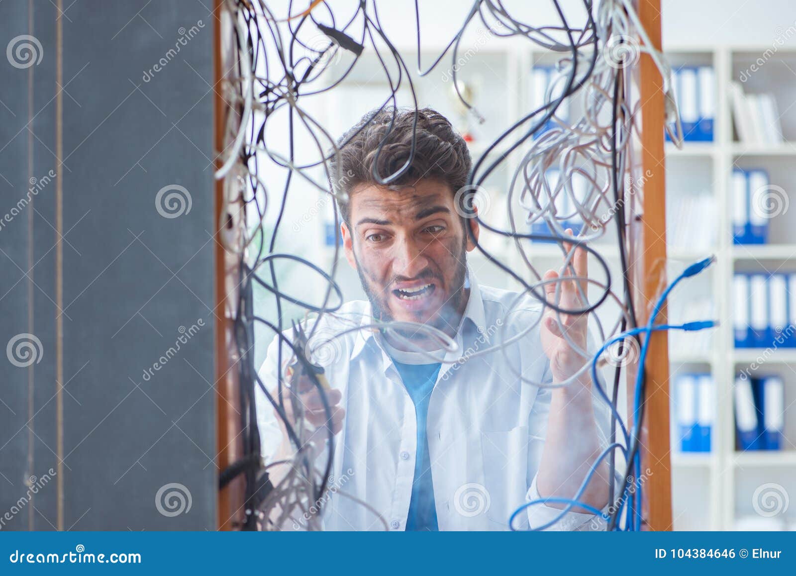 The Computer Repairman Working on Repairing Network in it Workshop ...