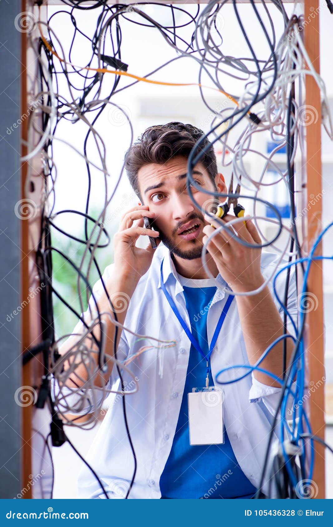The Computer Repairman Working on Repairing Network in it Workshop ...