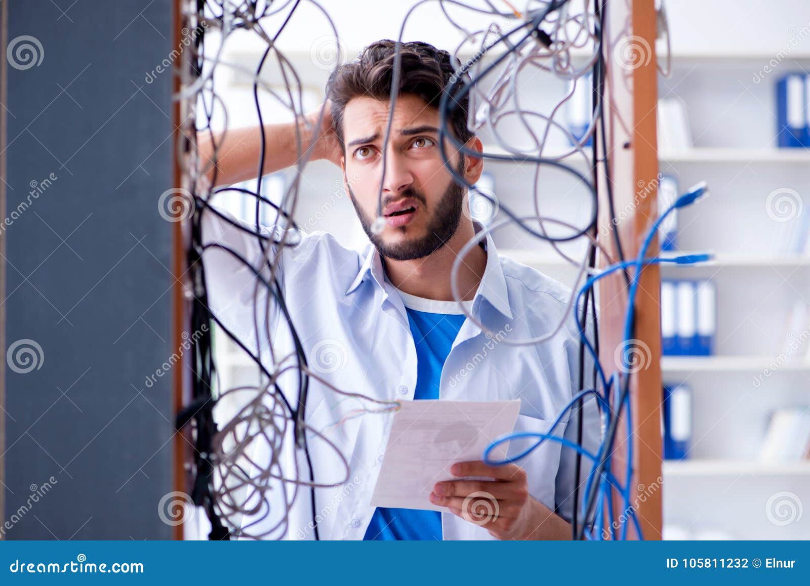 The Computer Repairman Working on Repairing Network in it Workshop ...