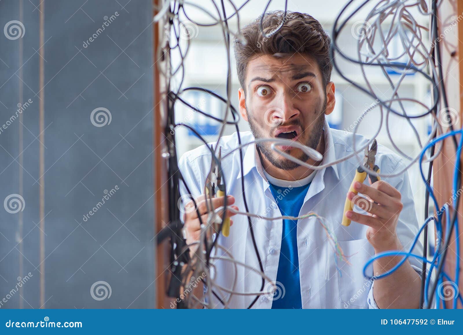 The Computer Repairman Working on Repairing Network in it Workshop ...