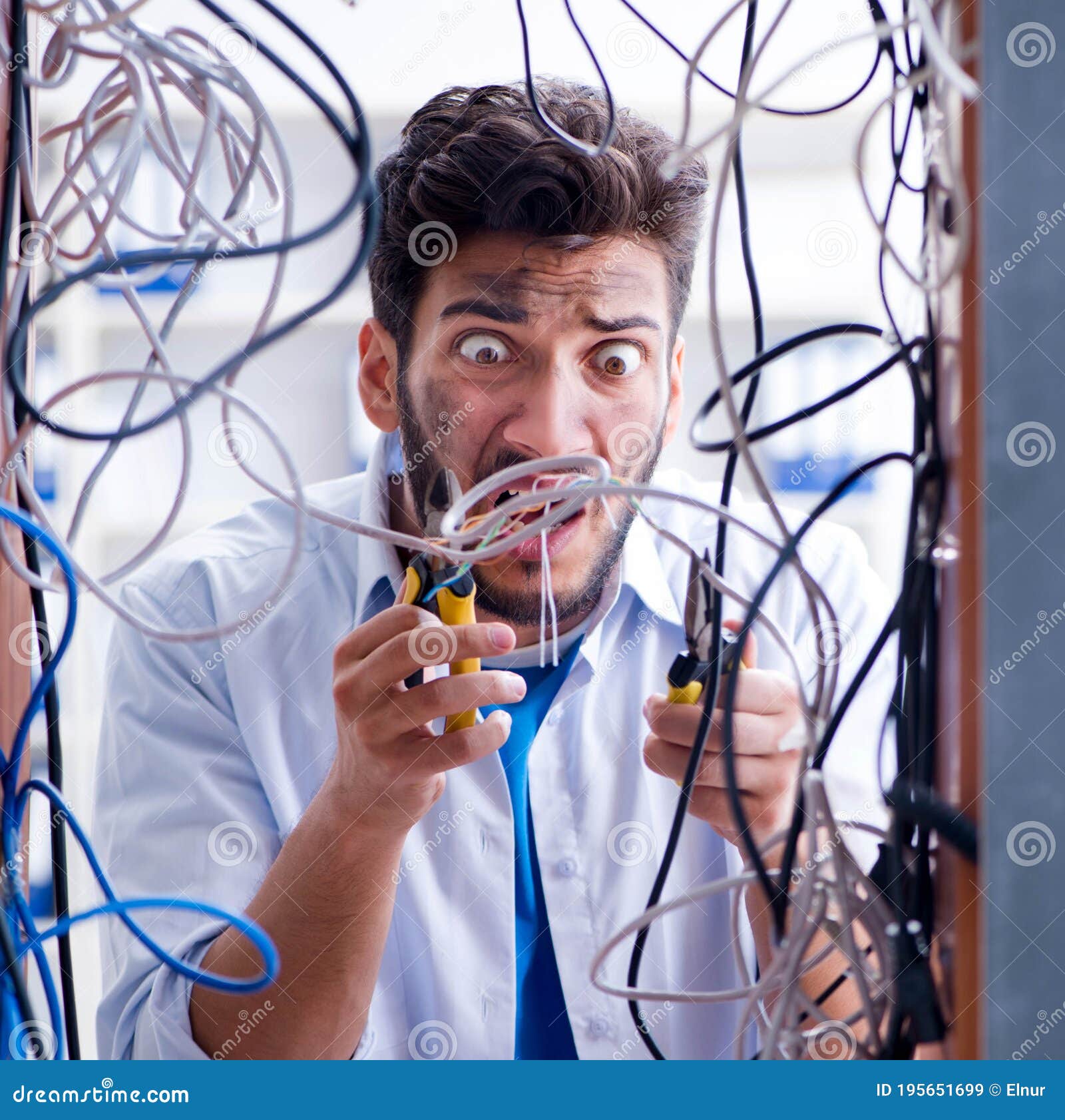 Computer Repairman Working on Repairing Network in it Workshop Stock ...
