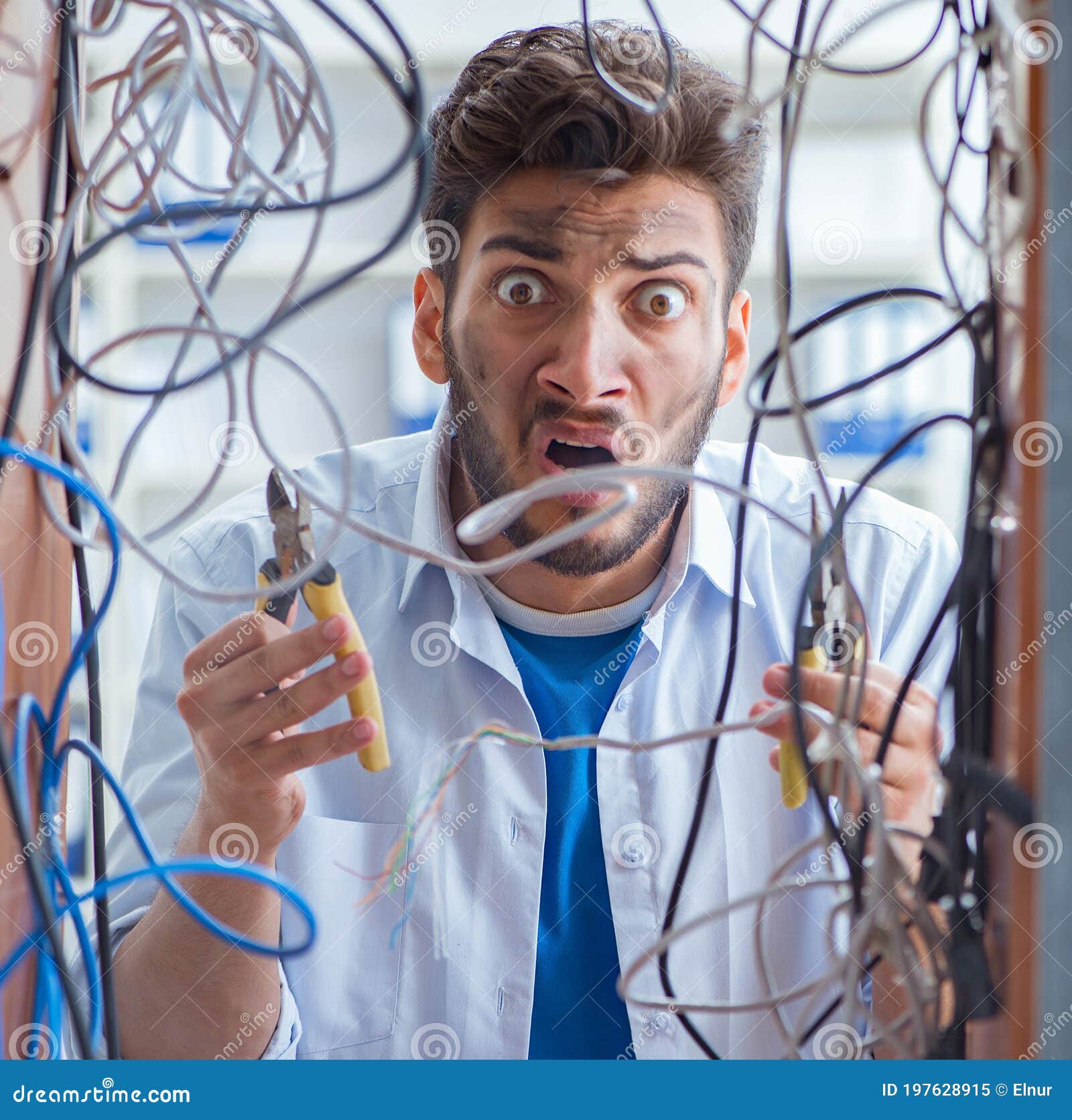 Computer Repairman Working on Repairing Network in it Workshop Stock ...