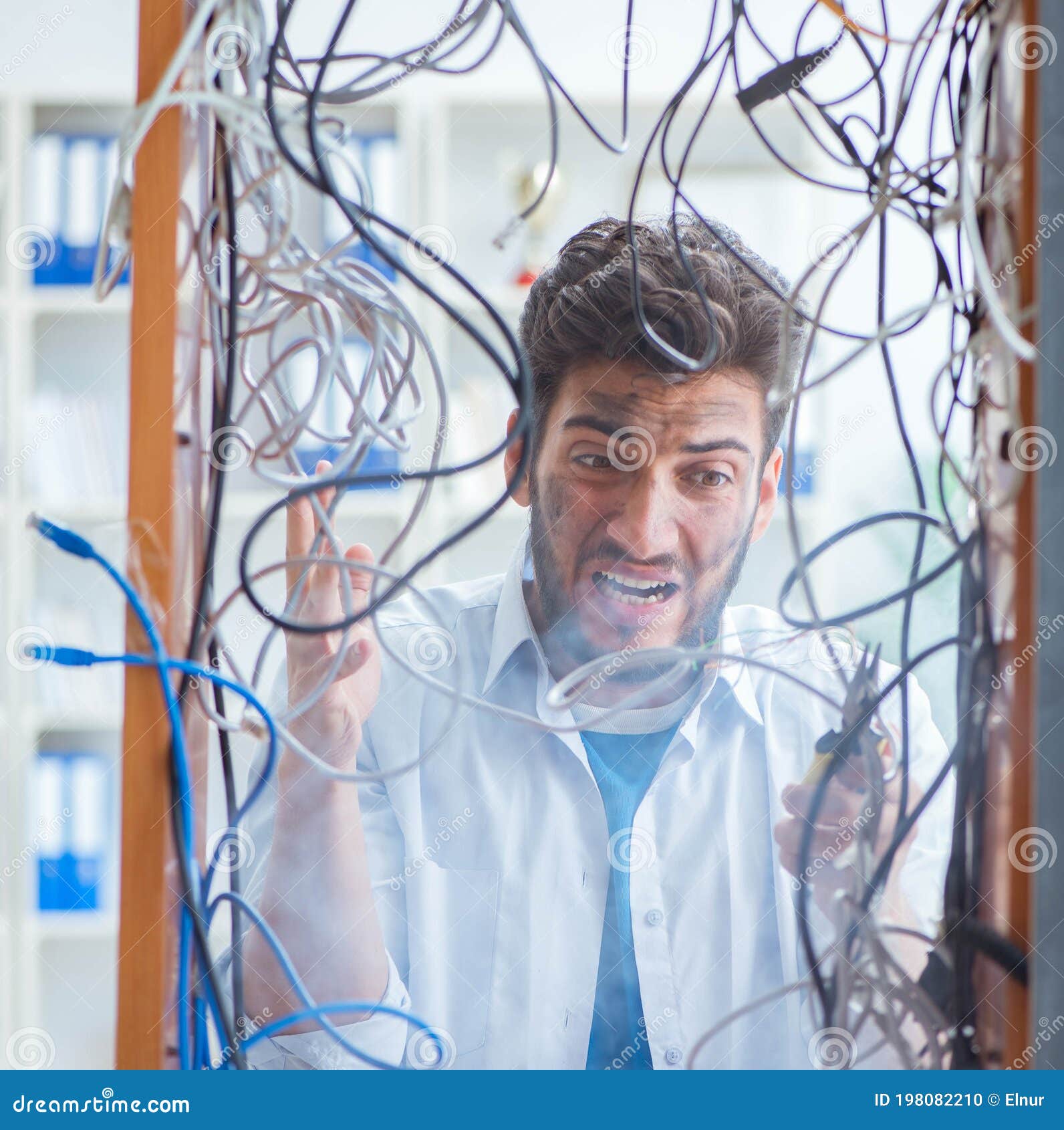 Computer Repairman Working on Repairing Network in it Workshop Stock ...