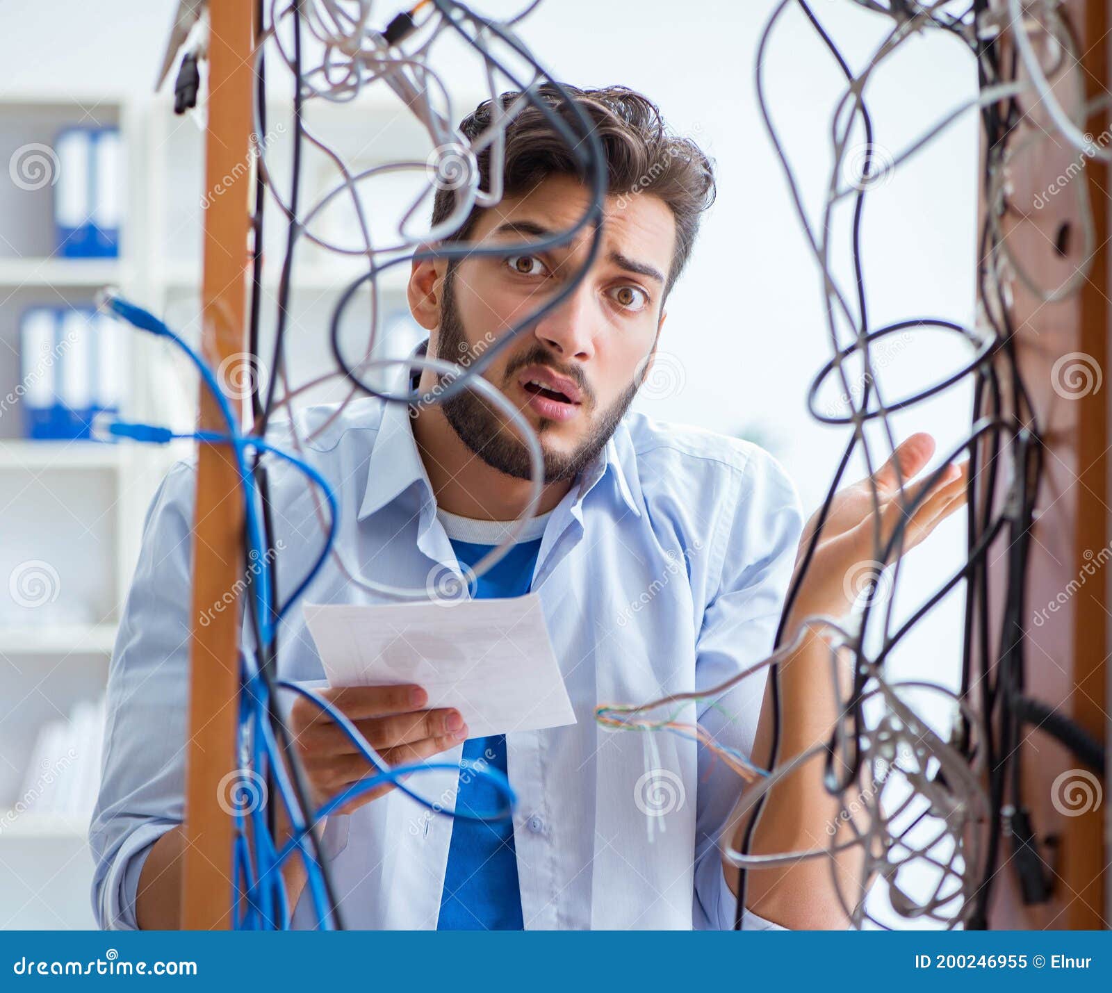 Computer Repairman Working on Repairing Network in it Workshop Stock ...