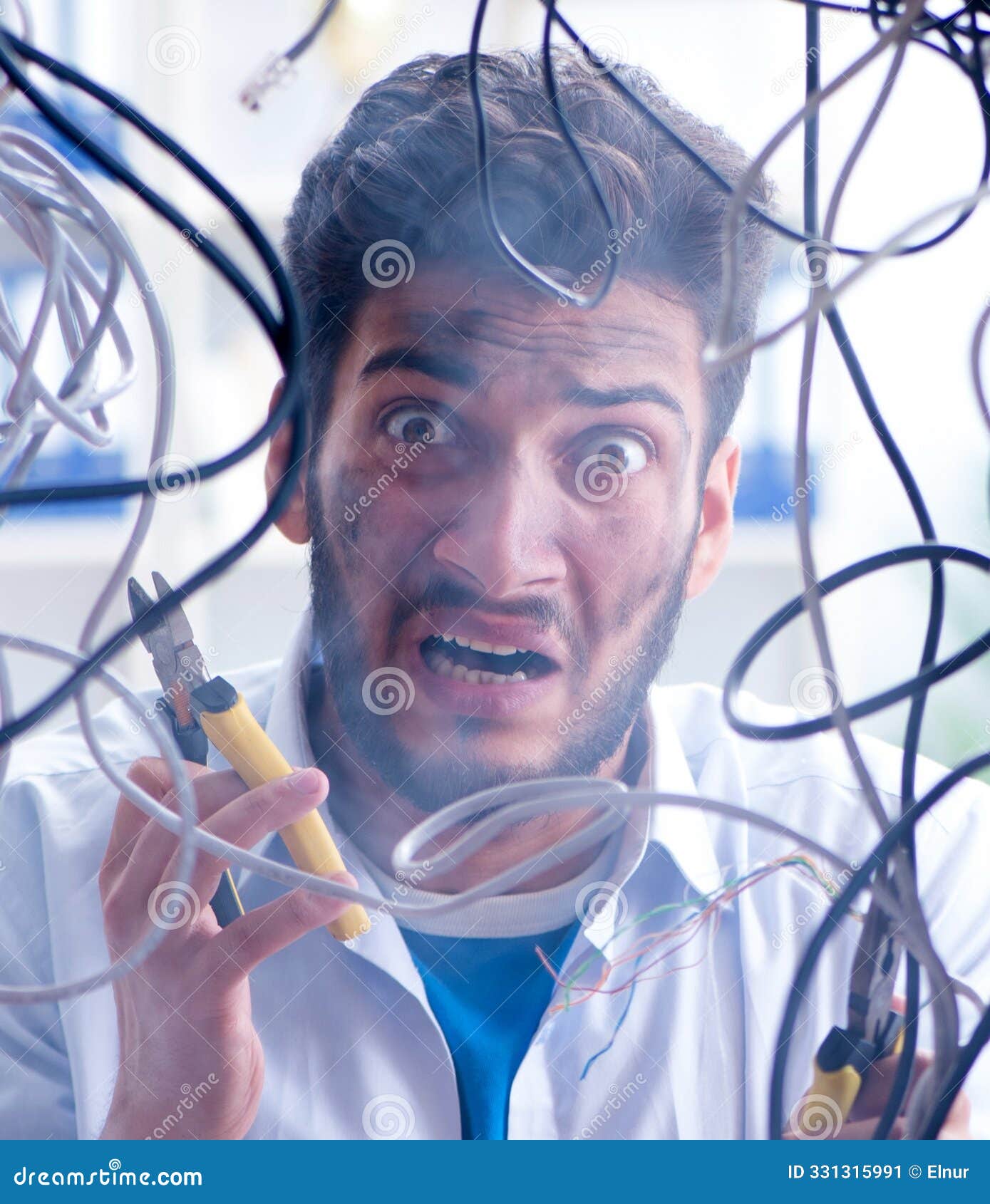 Computer Repairman Working on Repairing Network in it Workshop Stock ...