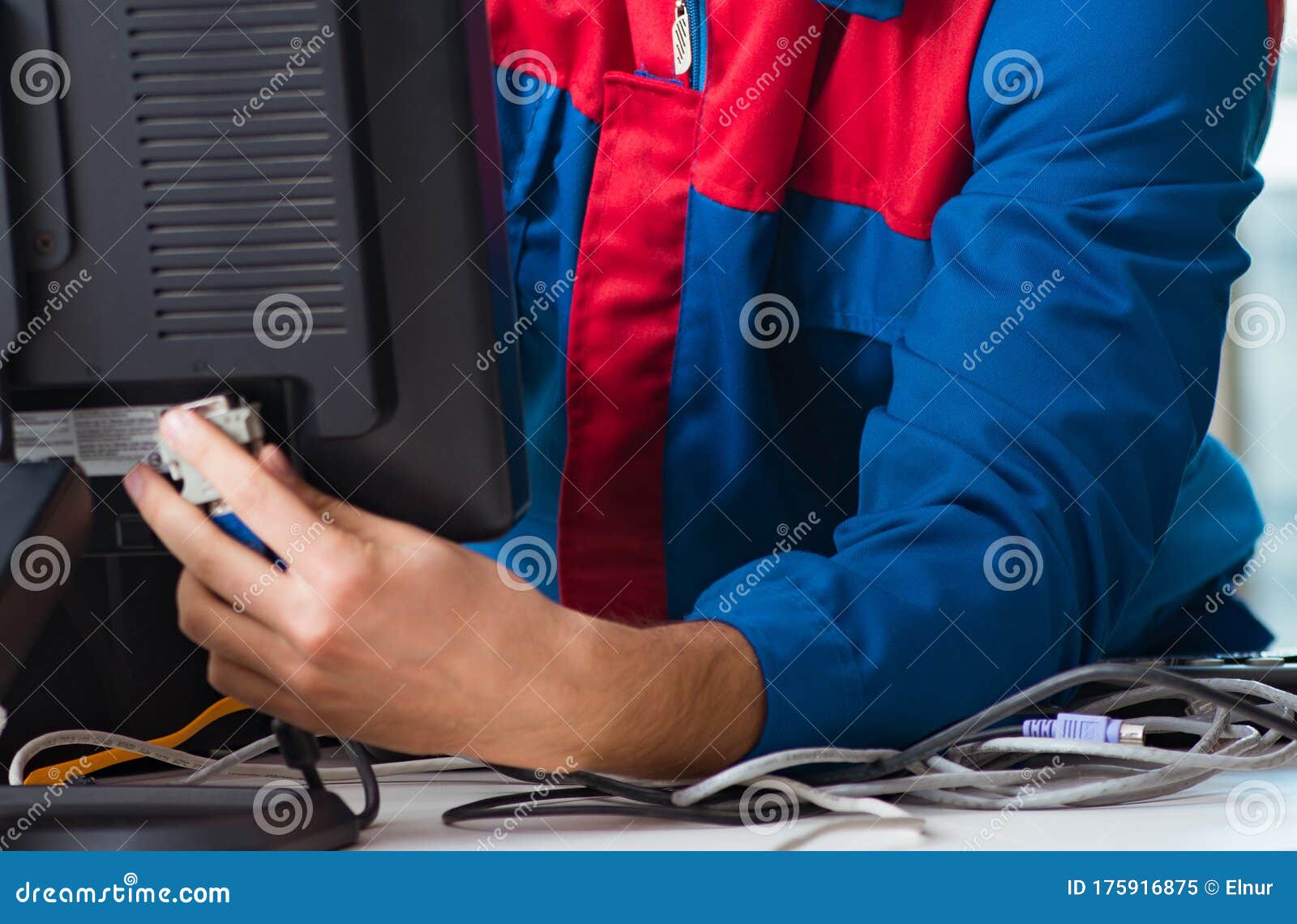Computer Repairman Working on Repairing Computer in it Workshop Stock ...