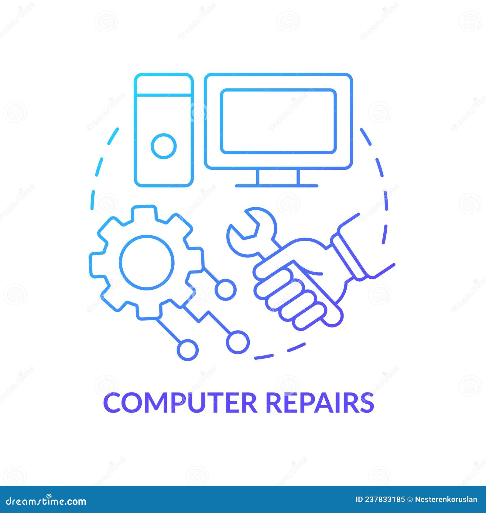 Computer Repairs Blue Gradient Concept Icon Stock Vector - Illustration ...