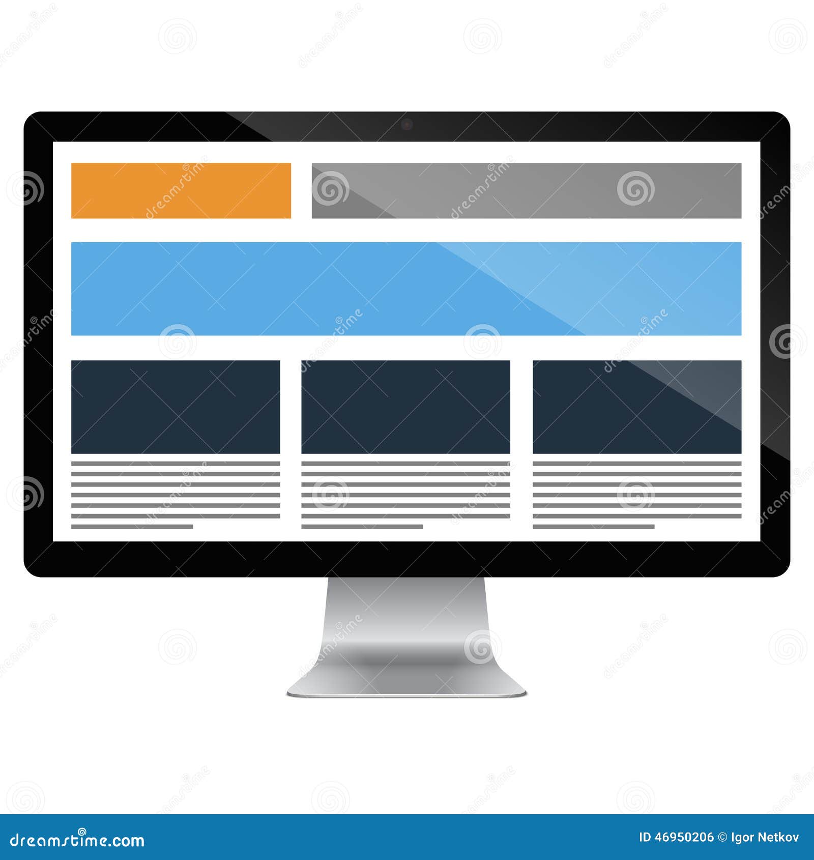 Computer with Responsive Grid Layout Stock Vector - Illustration of ...