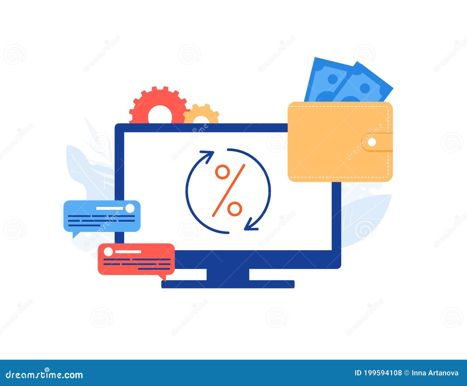 Computer with Reward Symbol, Wallet and Chat Icons. Online Reward ...