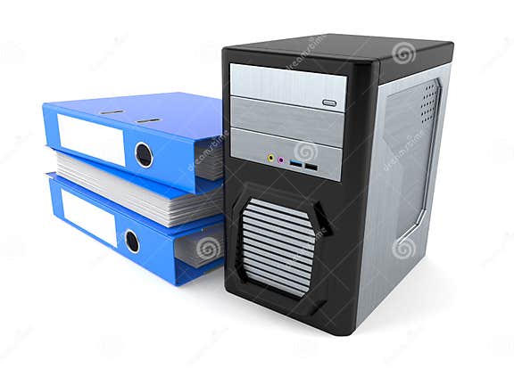 Computer with ring binders stock illustration. Illustration of black ...