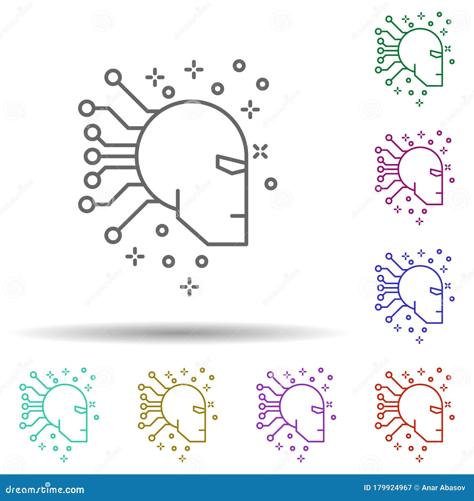 Computer Robot Multi Color Icon Simple Thin Line Outline Vector Of Computer Icons For Ui And
