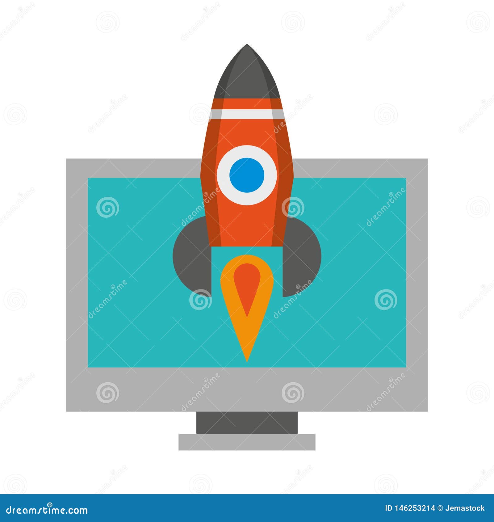 Computer and rocket stock vector. Illustration of modern - 146253214