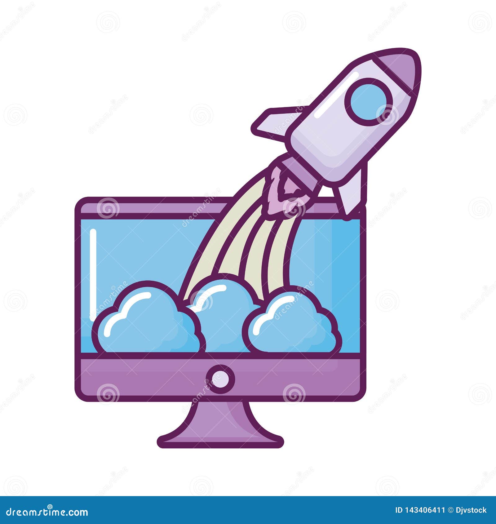 Computer with Rocket Launcher Stock Illustration - Illustration of ...