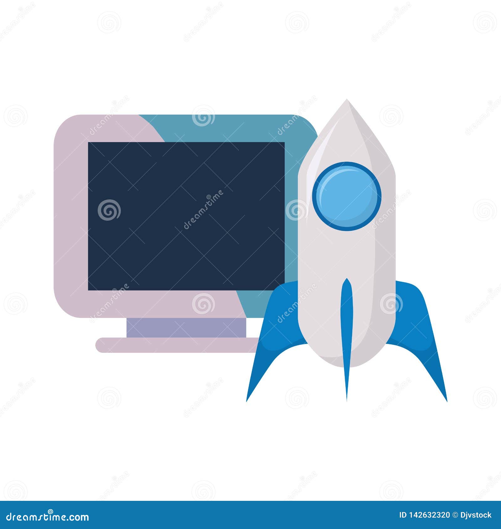 Computer Rocket on White Background Stock Vector - Illustration of ...