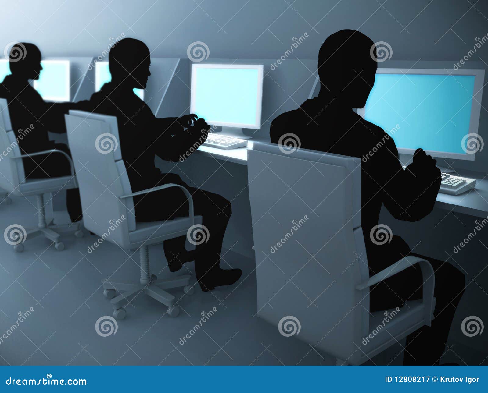Computer room. stock illustration. Illustration of cooperation - 12808217