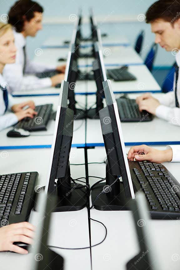 Computer room stock photo. Image of student, monitor - 14538828
