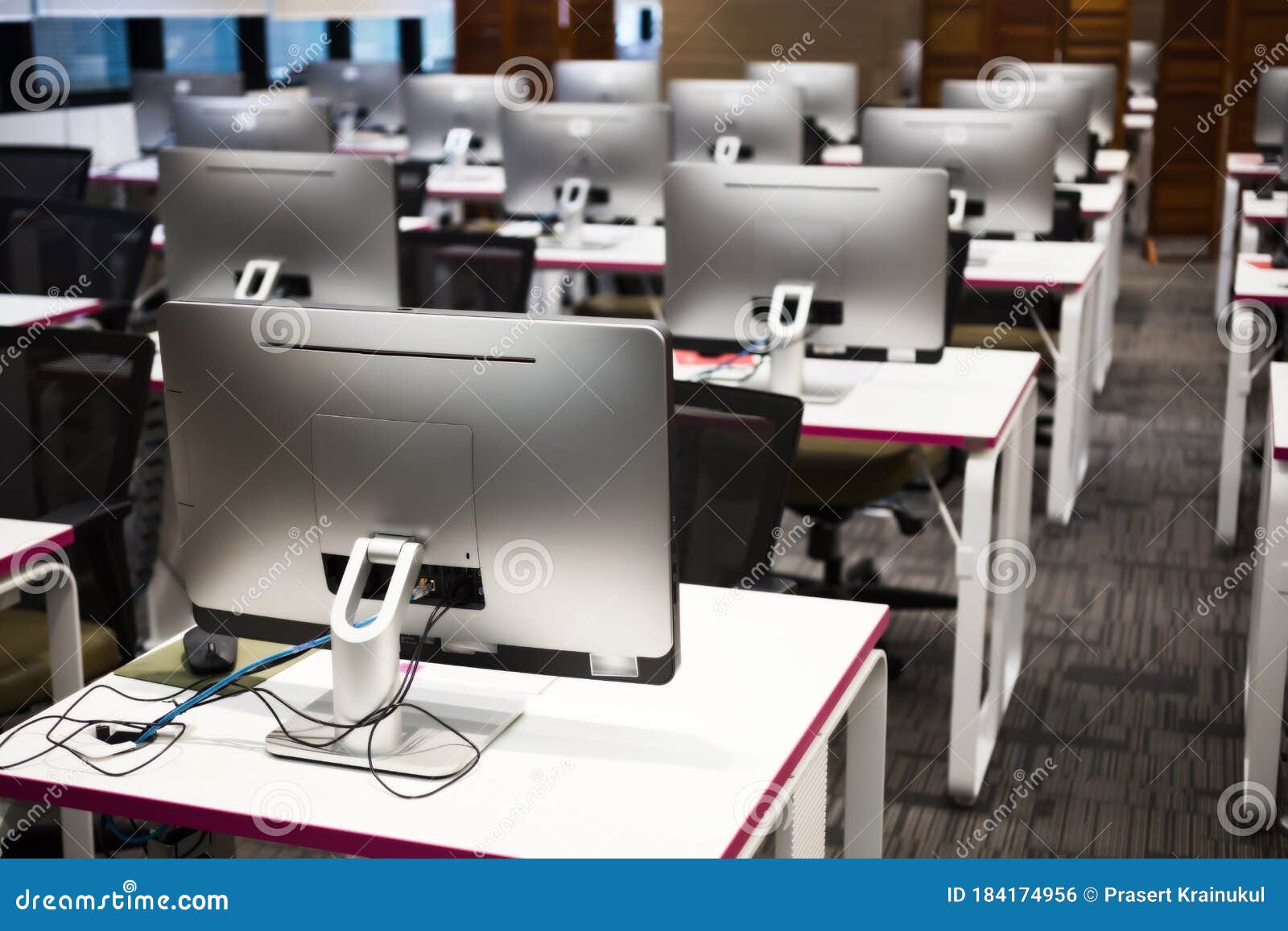 Group of Computer in a Computer Lab. Stock Photo - Image of internet ...