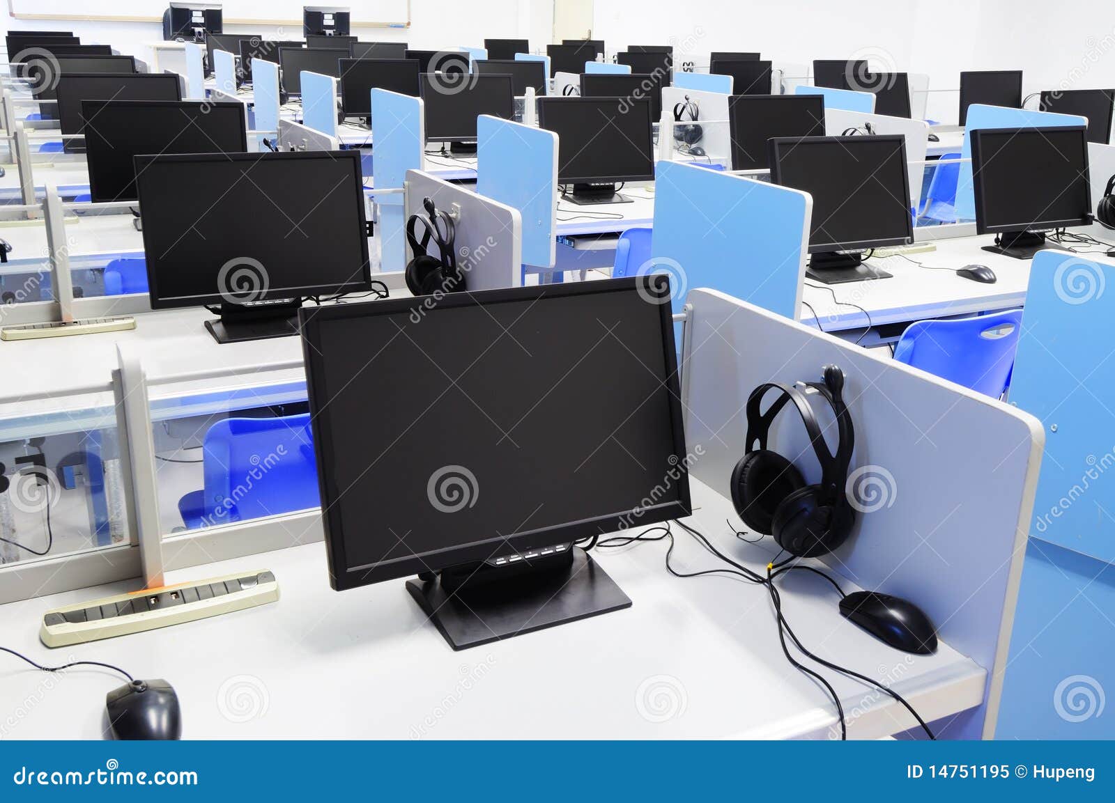 Computer room black screen stock image. Image of company - 14751195